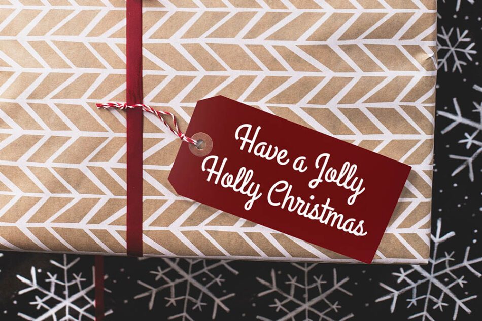 Christmas Gift Box Tag Mockup Generator | Mediamodifier