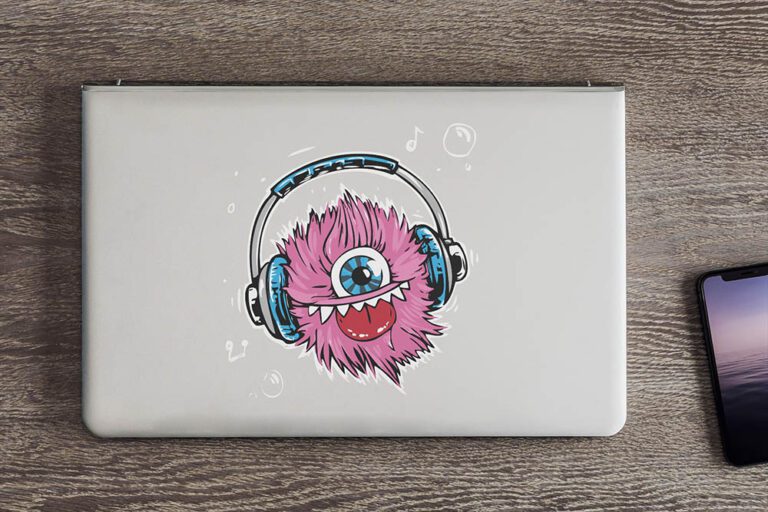 Custom Laptop Sticker Mockup Maker | Mediamodifier
