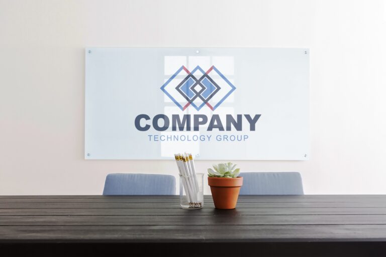 Logo Mockups on Company Board Room Wall | Mediamodifier