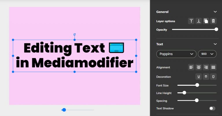 Editing Text in Mediamodifier | Mediamodifier