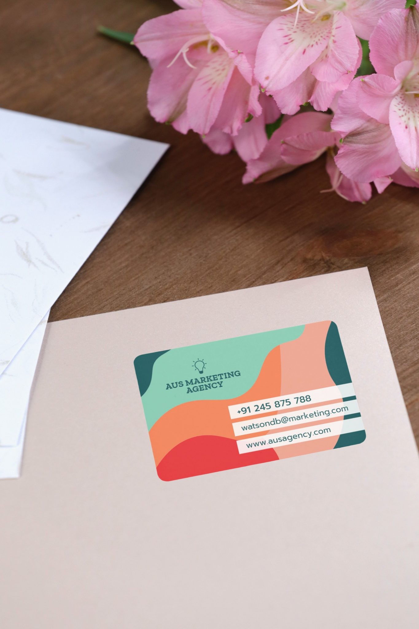 Envelope Label in a Decorated Scene Mockup | Mediamodifier