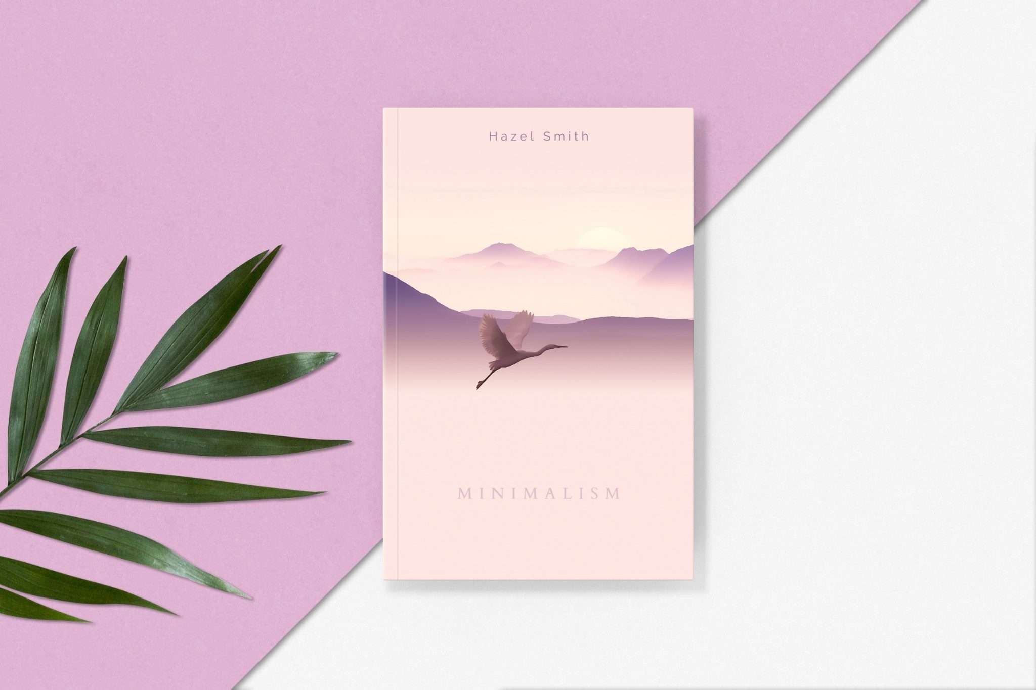 Book on Pink Background with a Leaf | Mediamodifier