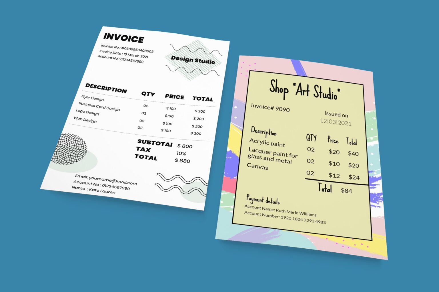 A5 sized Paper Invoice Mockup | Mediamodifier