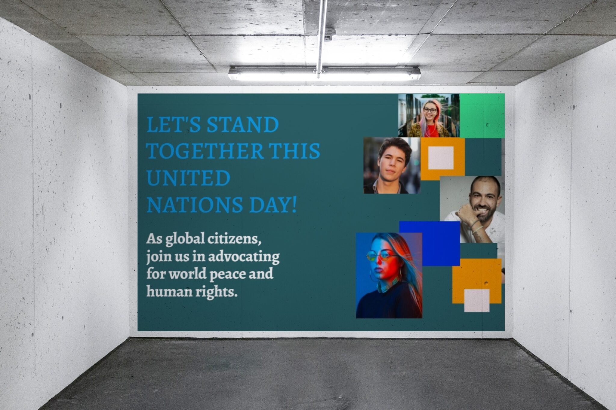 Wall Design Mockup with Corporate Banner | Mediamodifier