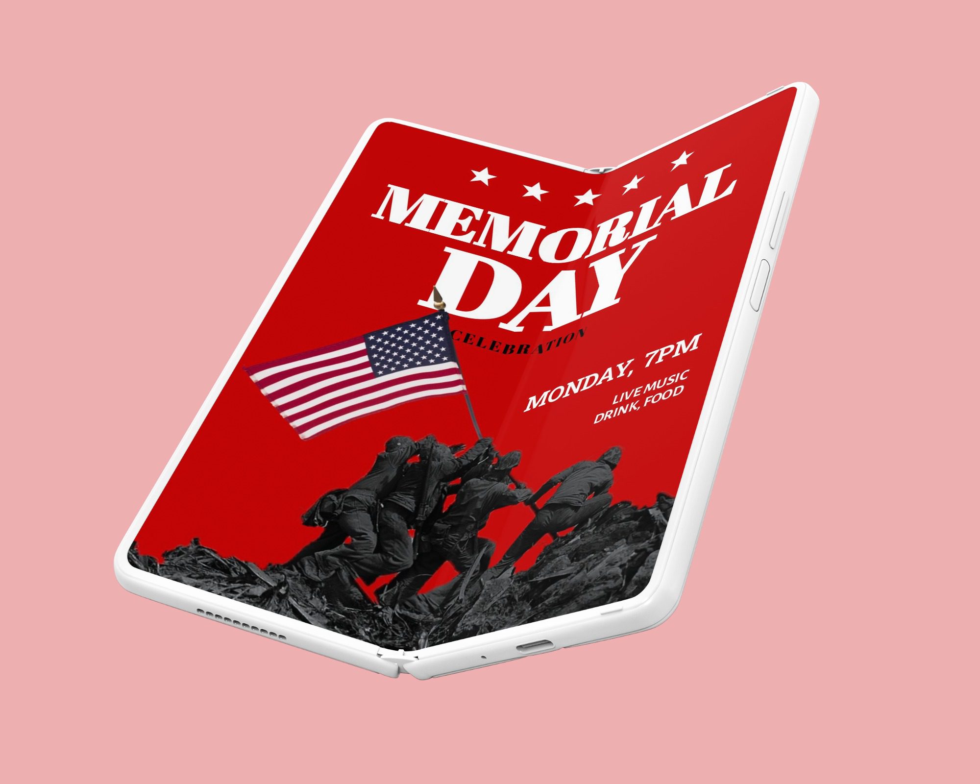 Clay Galaxy Fold 4 Closeup Mockup with Memorial Day Mockup | Mediamodifier
