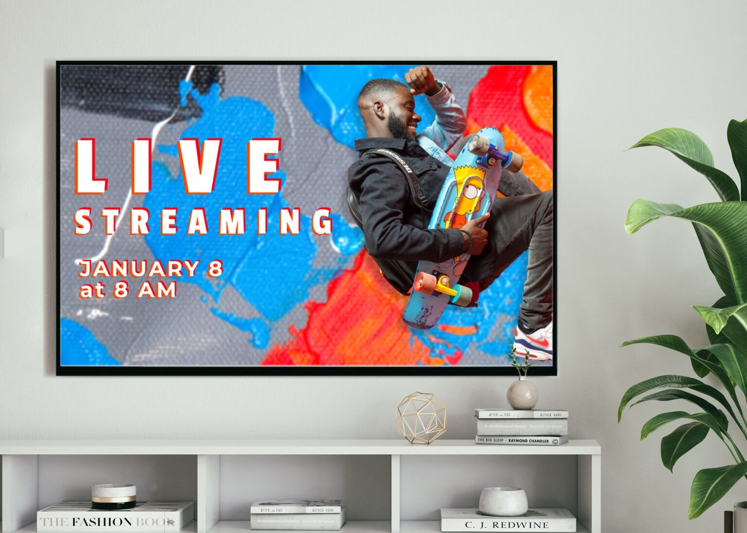 TV Screen Mockup in Modern Room | Mediamodifier