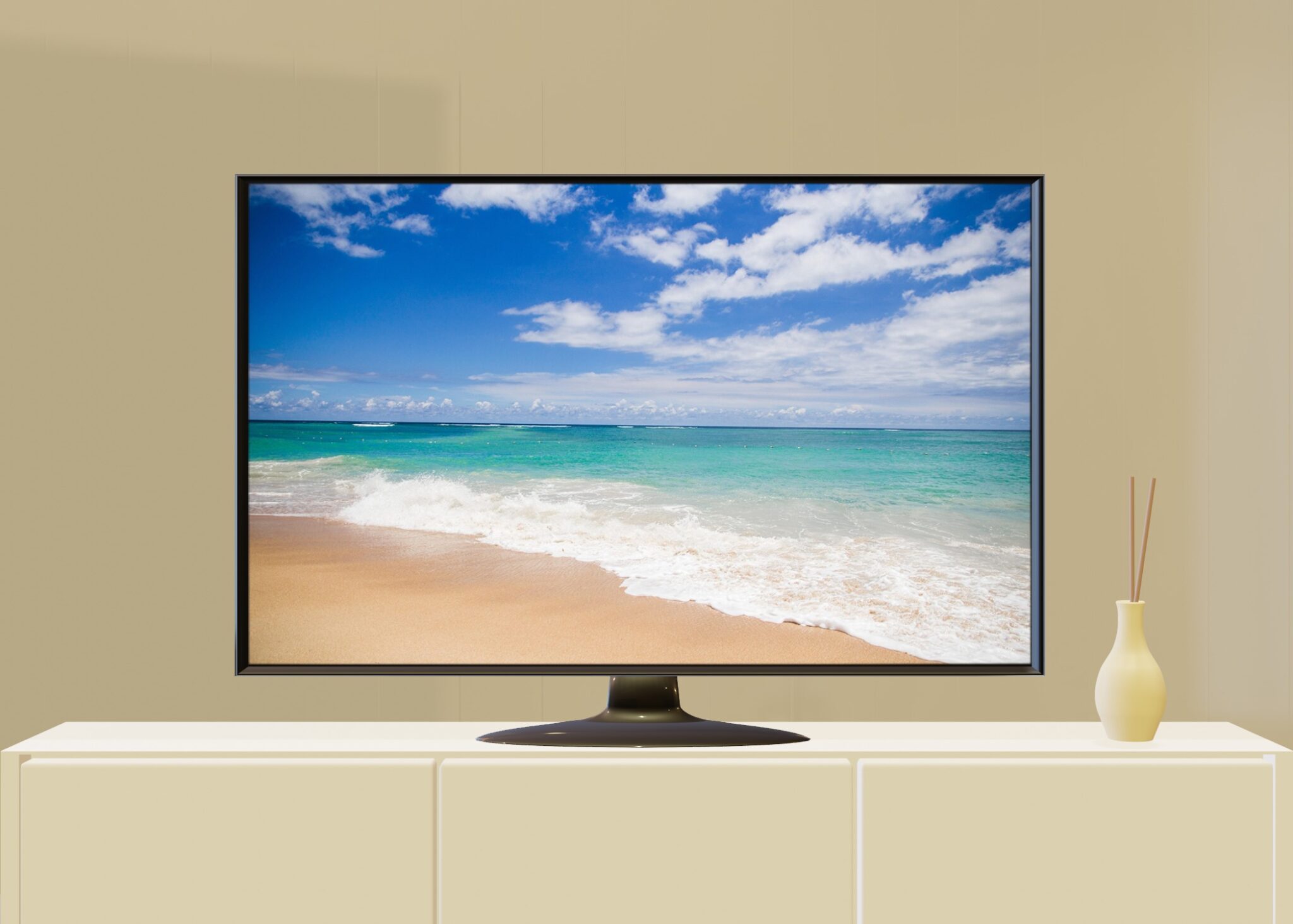 Photoshop Mockup of a TV Screen with Minimal Background | Mediamodifier