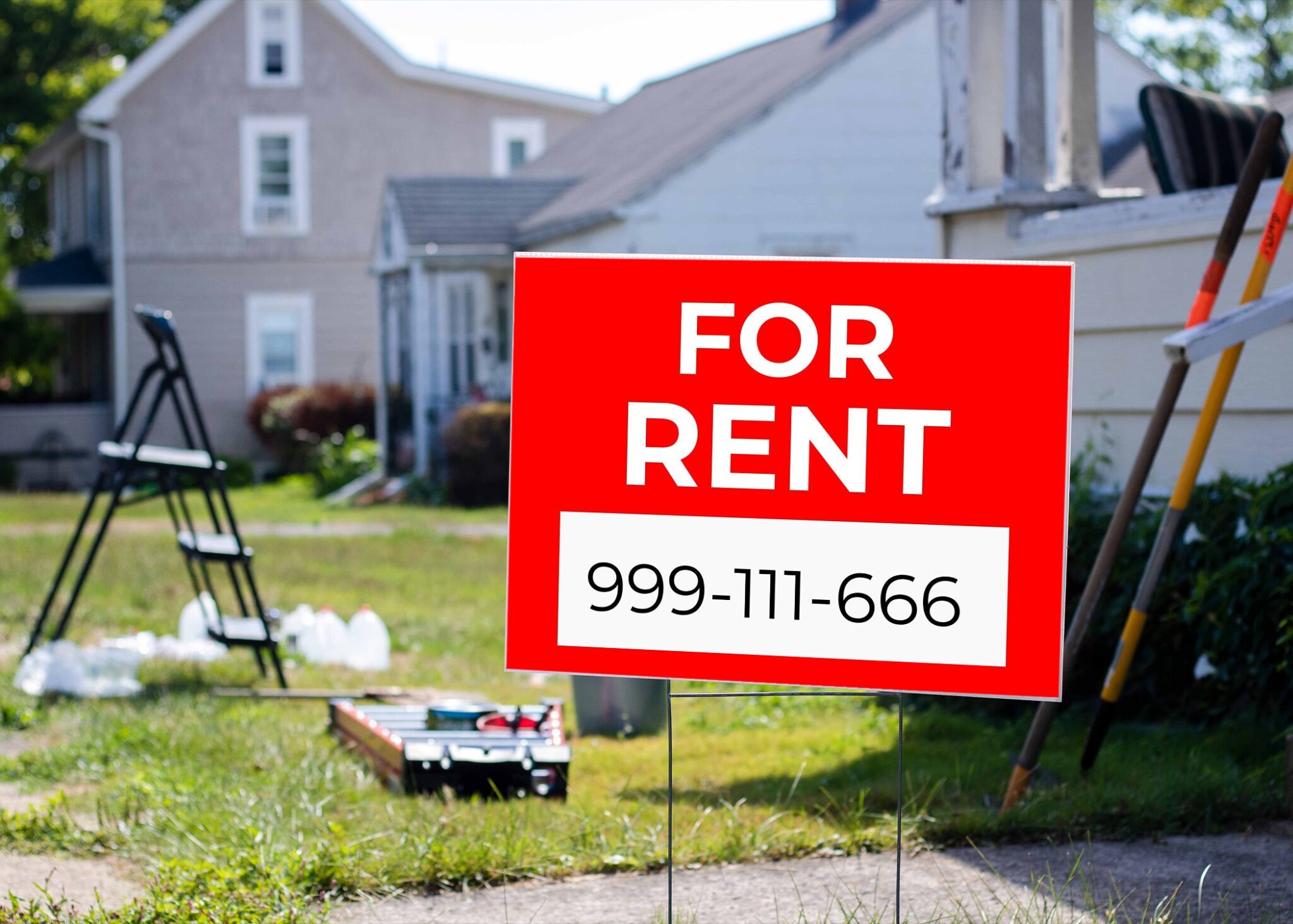 For Rent Yard Sign Design in Yard Sign Mockup Generator | Mediamodifier