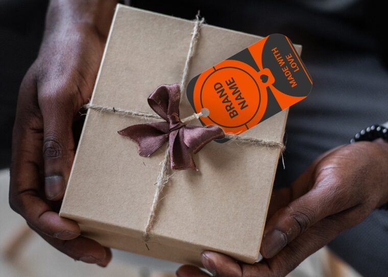 Tag Design in Cardboard Box | Mediamodifier