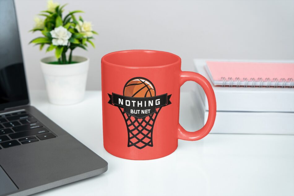 Basketball Themed Design on Mug in Office | Mediamodifier