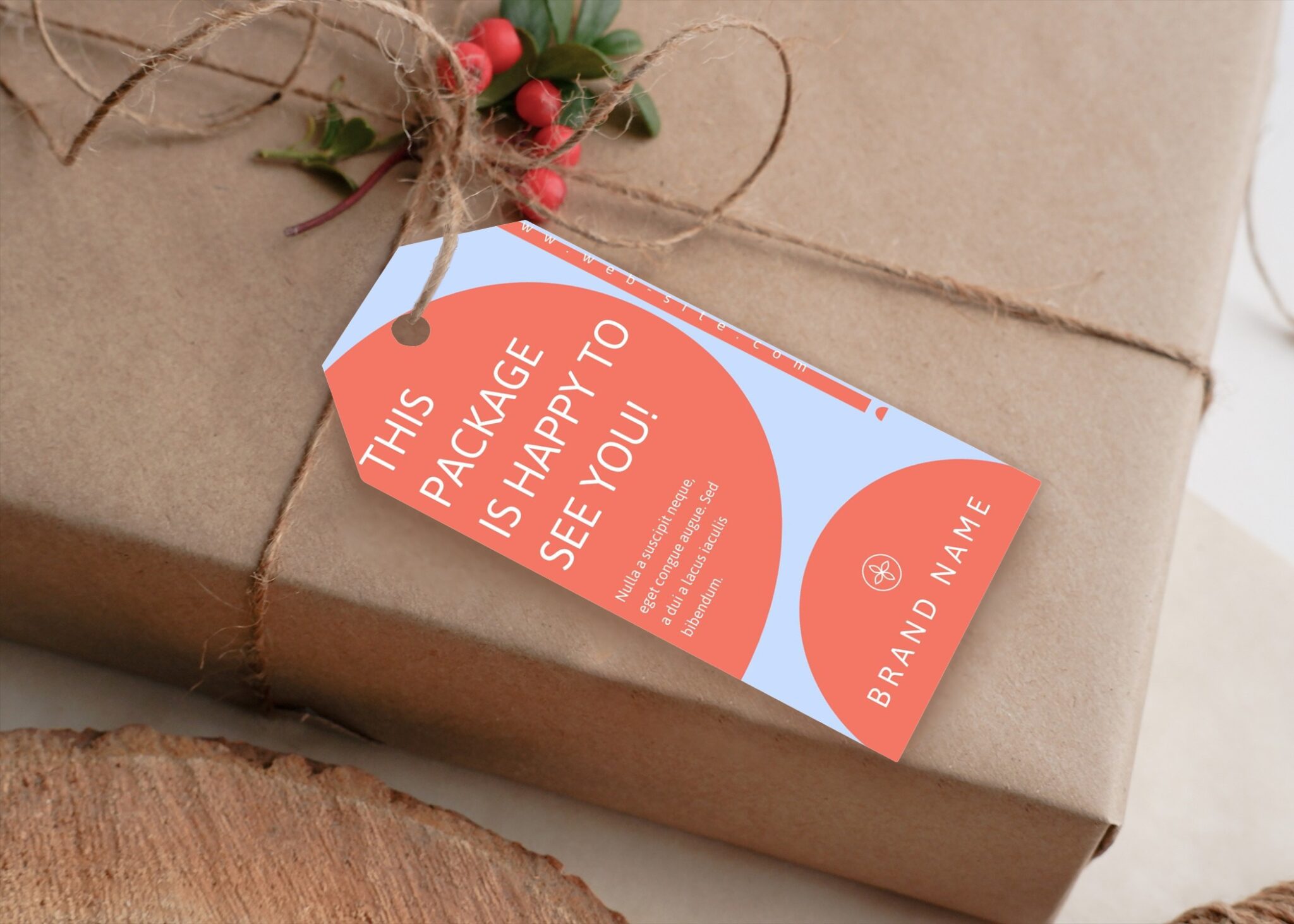 Shipping Package Tag Design in Brown Gift Box | Mediamodifier