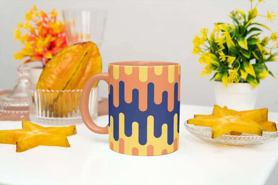 Colorful Mug Design on Surrounded by Fruits | Mediamodifier