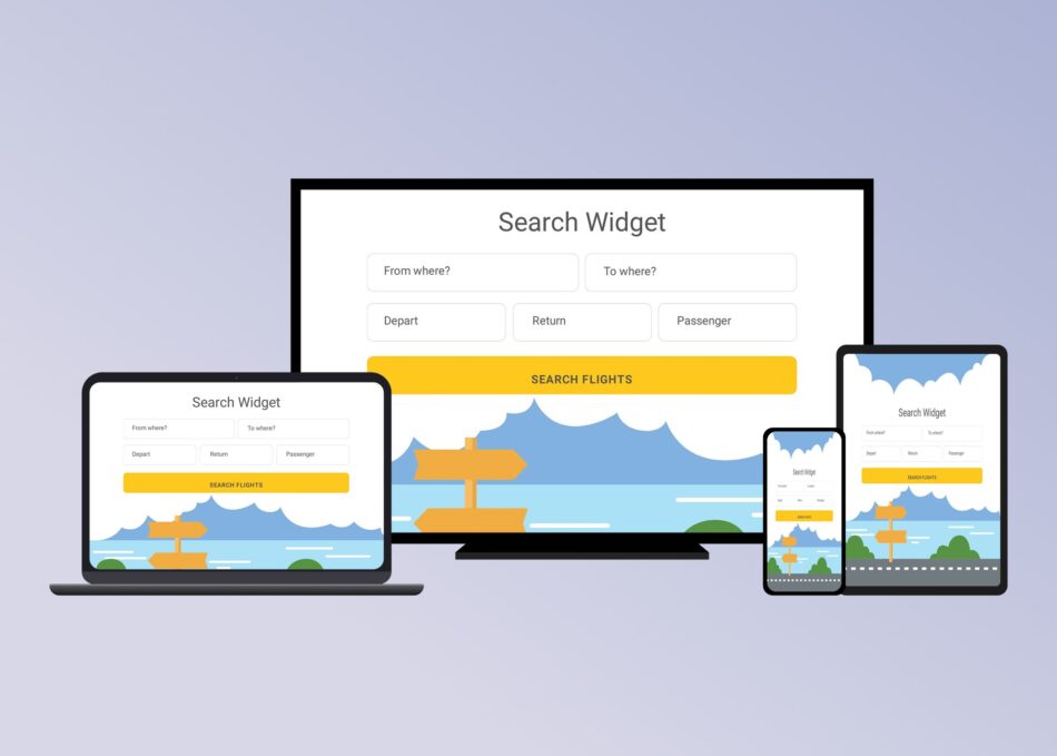 Search Widget Design in Modern Devices Mockup | Mediamodifier