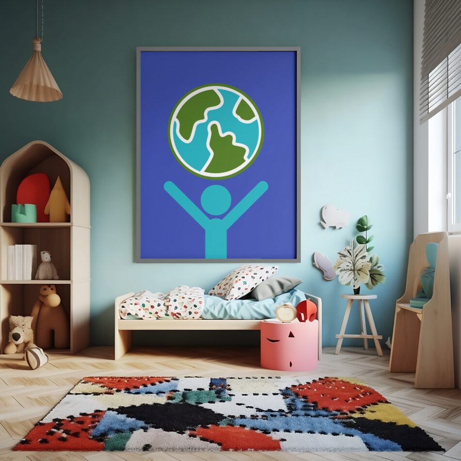 Poster Design Preview on a Children Room Wall Mockup | Mediamodifier