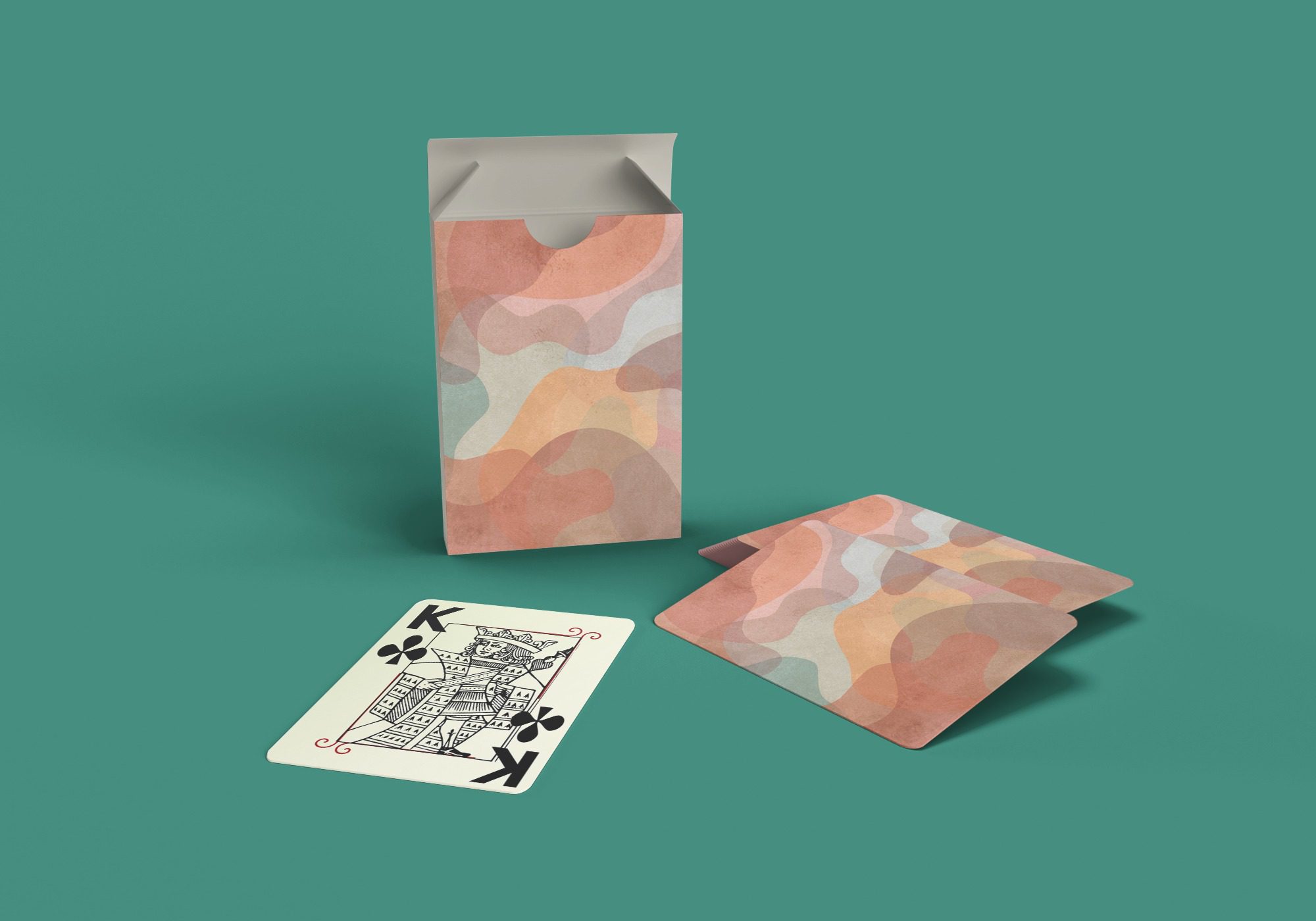 Abstract Card Design on Stacked Playing Cards Mockup | Mediamodifier