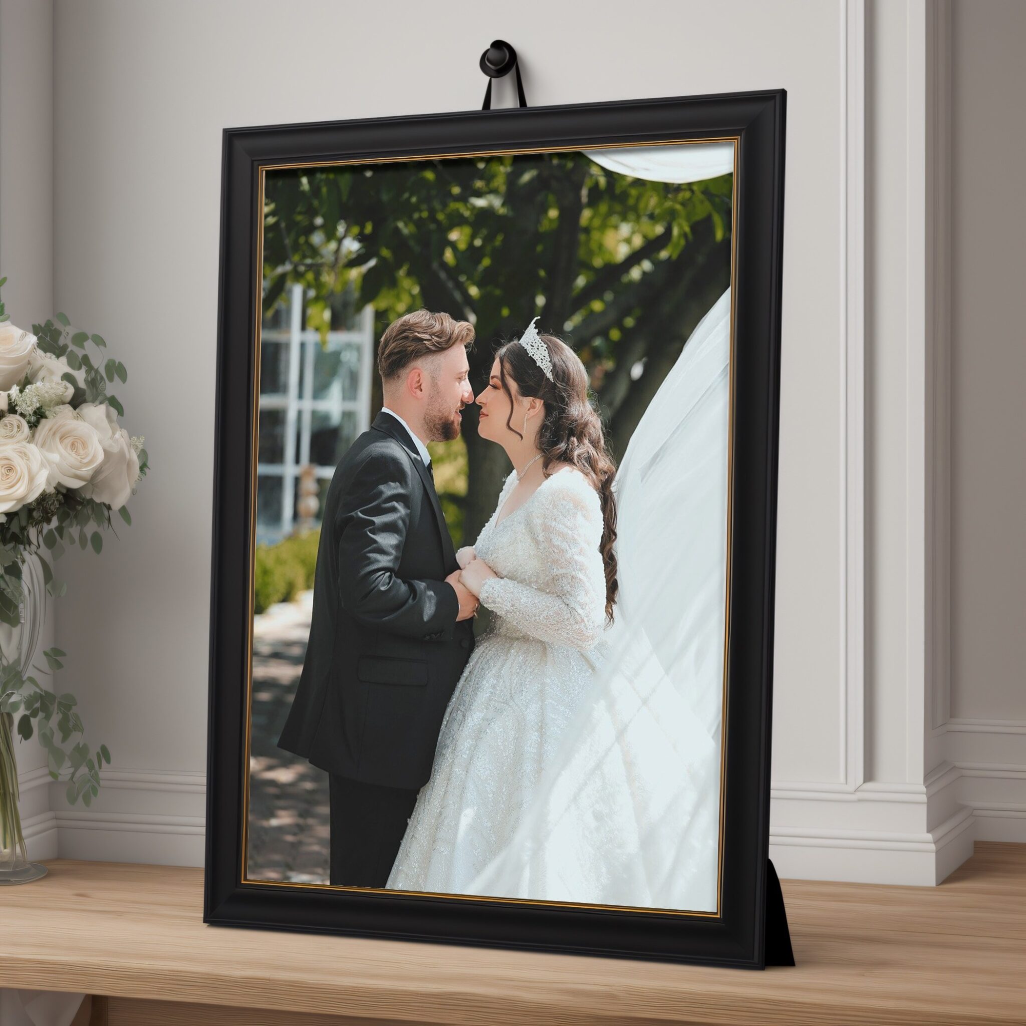 Couples Photo on Wedding Photo Frame PSD Mockup Generator | Mediamodifier