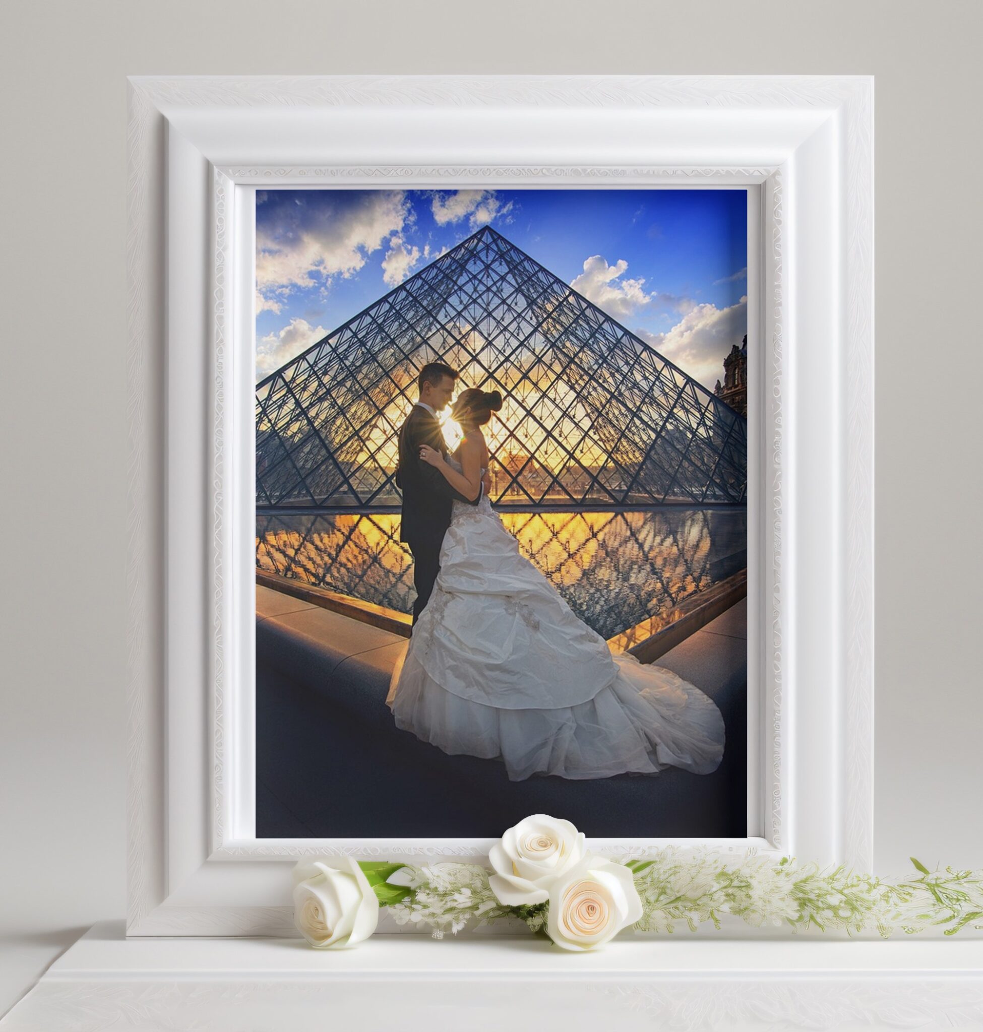 Couples Photo on Wedding Photo Frame PSD Mockup | Mediamodifier
