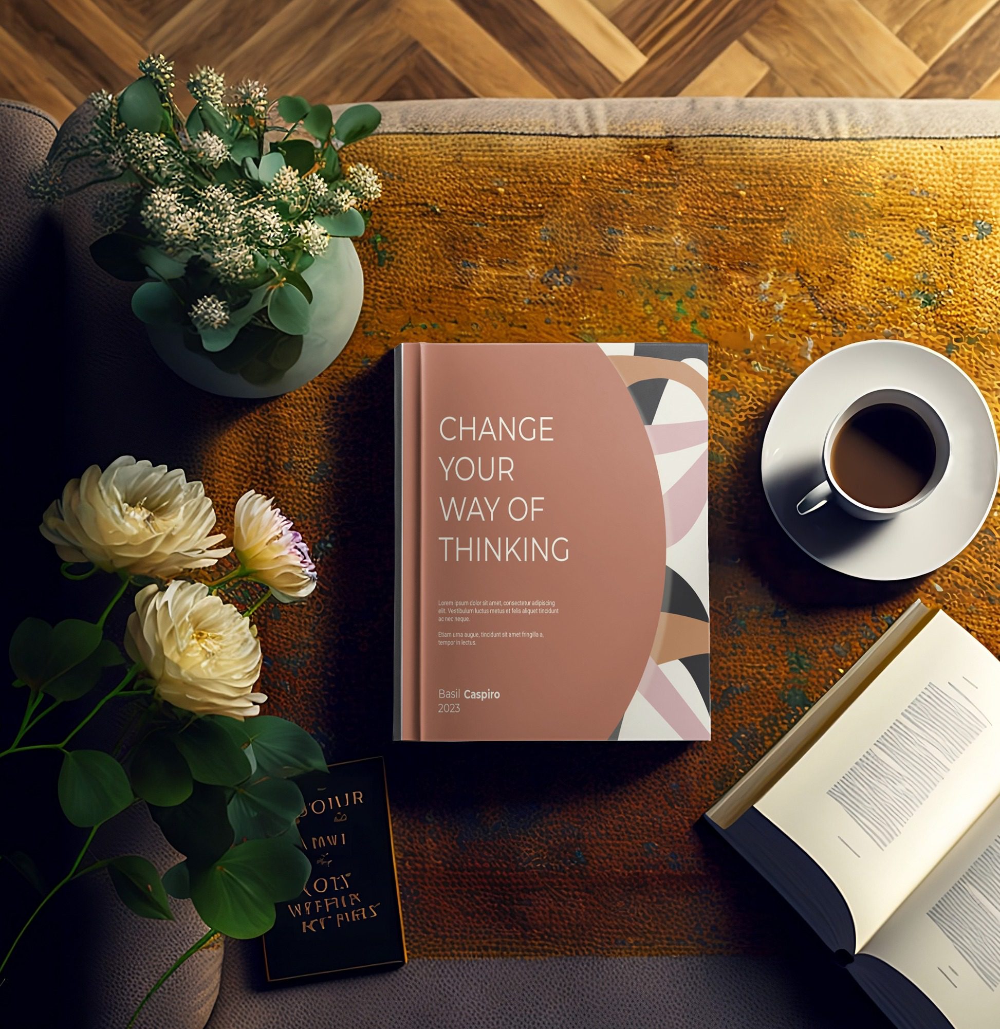 Motivational Cover Design on Top View of Paperback Book Mockup ...