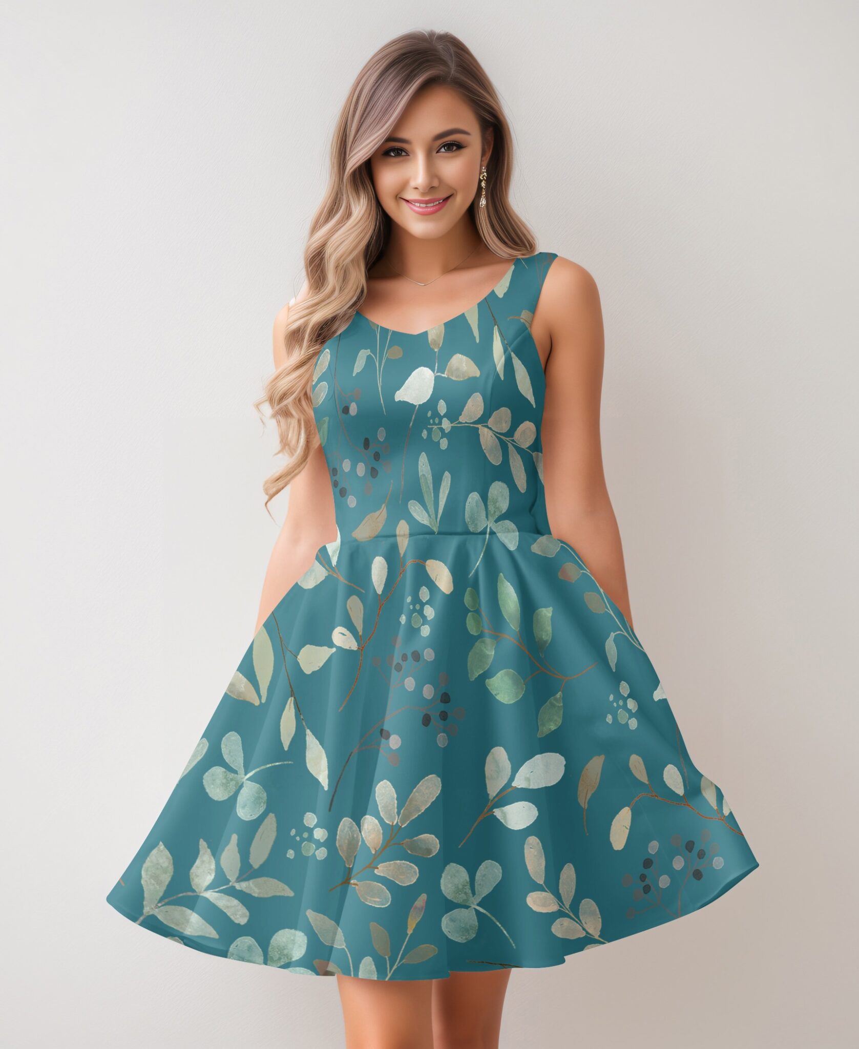 Print Design on Dress Mockup Generator Featuring Beautiful Model ...