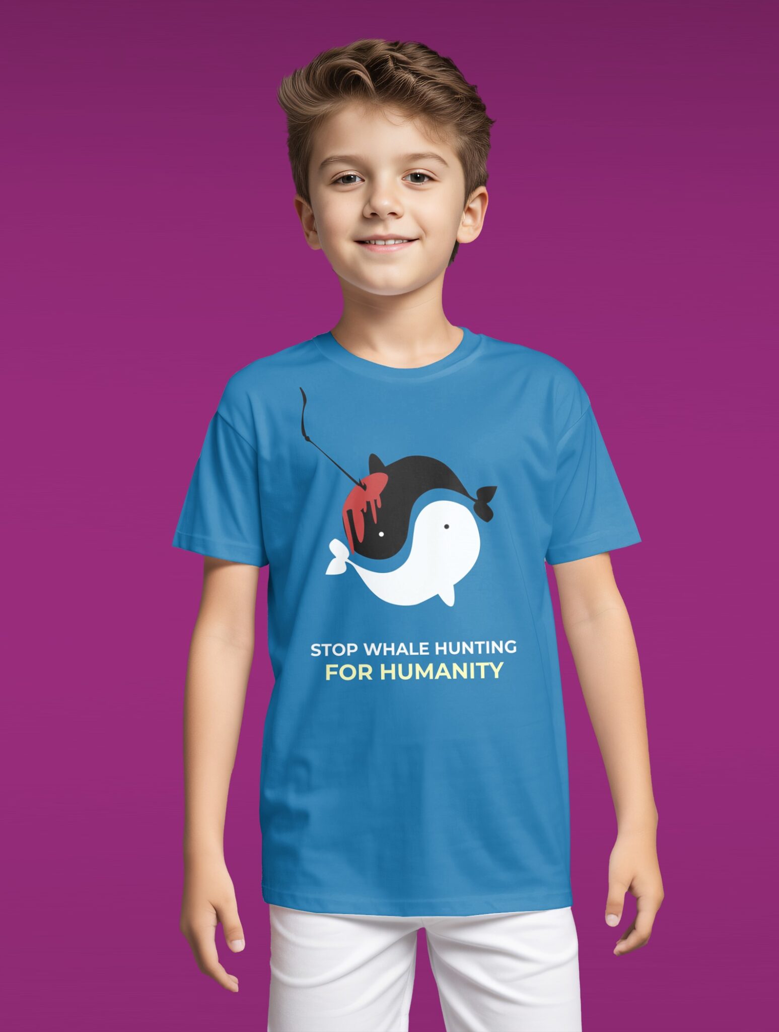 Motivational T-Shirt Design on Smiling Kid with Round Collar T-Shirt ...