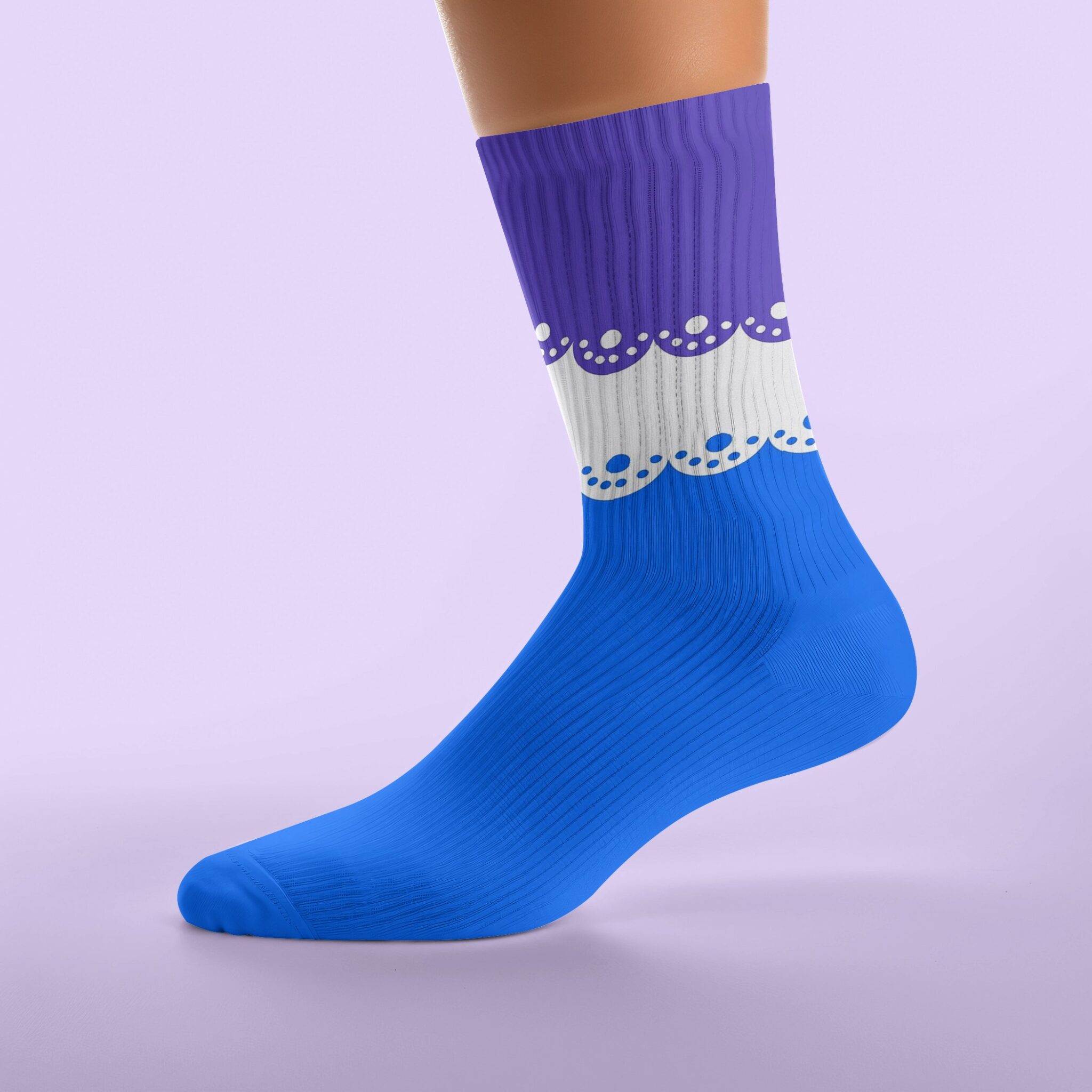 Colorful Socks Design on Single Sock Mockup with Model's Foot ...