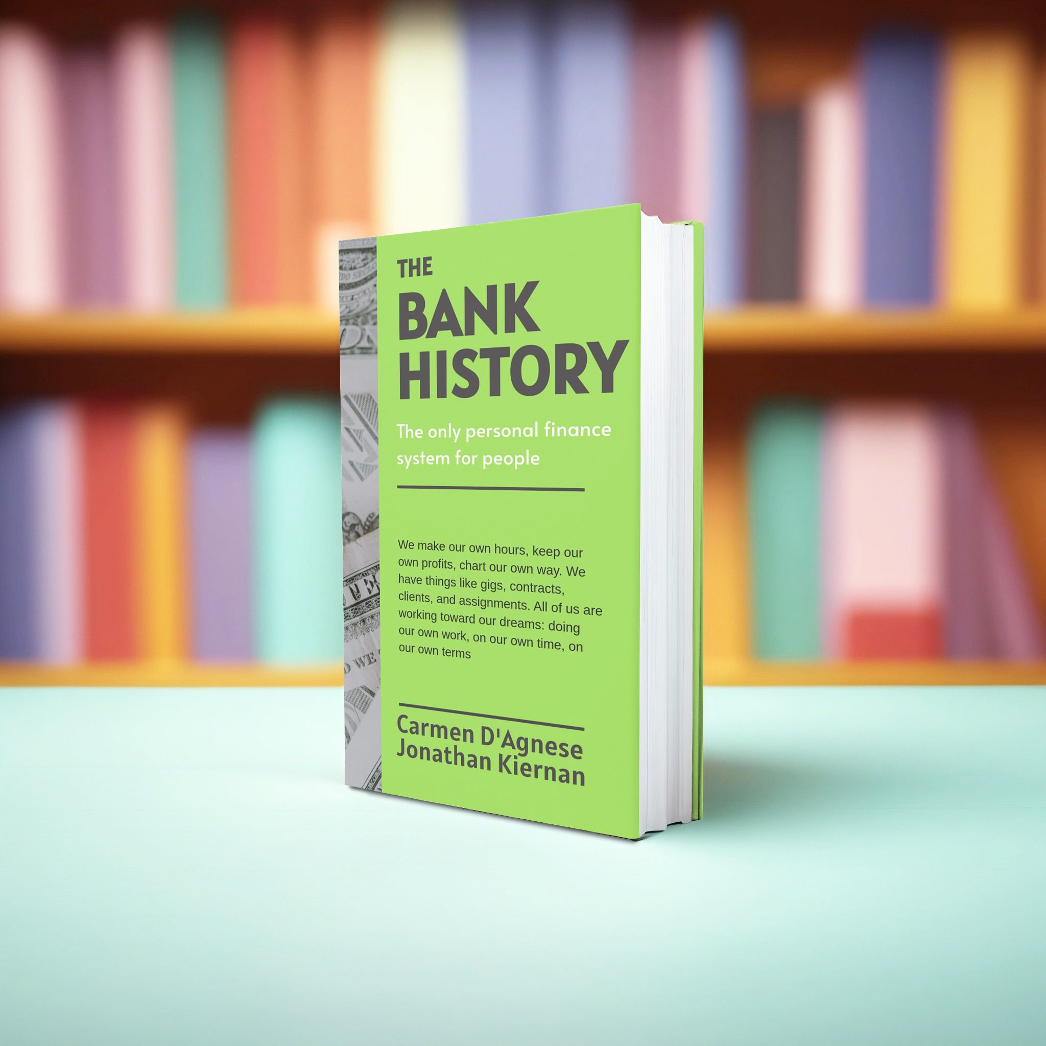 Bank History Book Design on Standing Hardcover Book Mockup | Mediamodifier