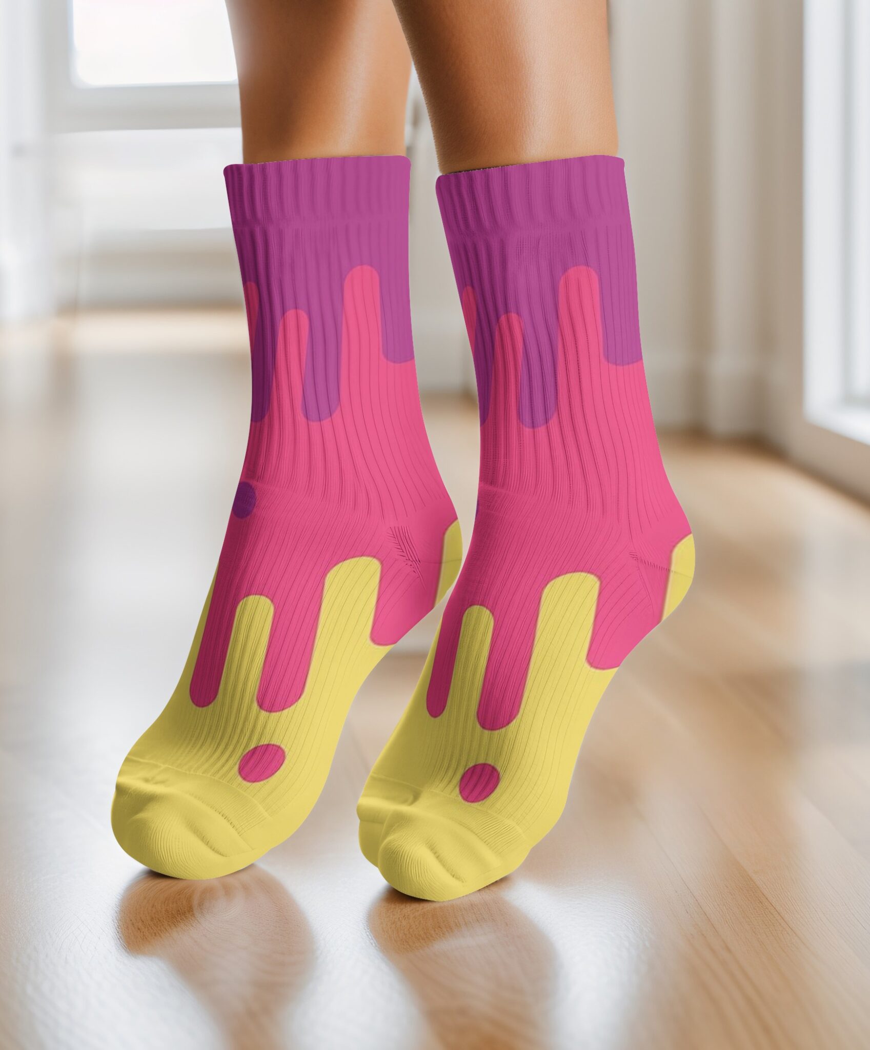 Colorful Socks Design on Socks Mockup Generator of Dancing person ...