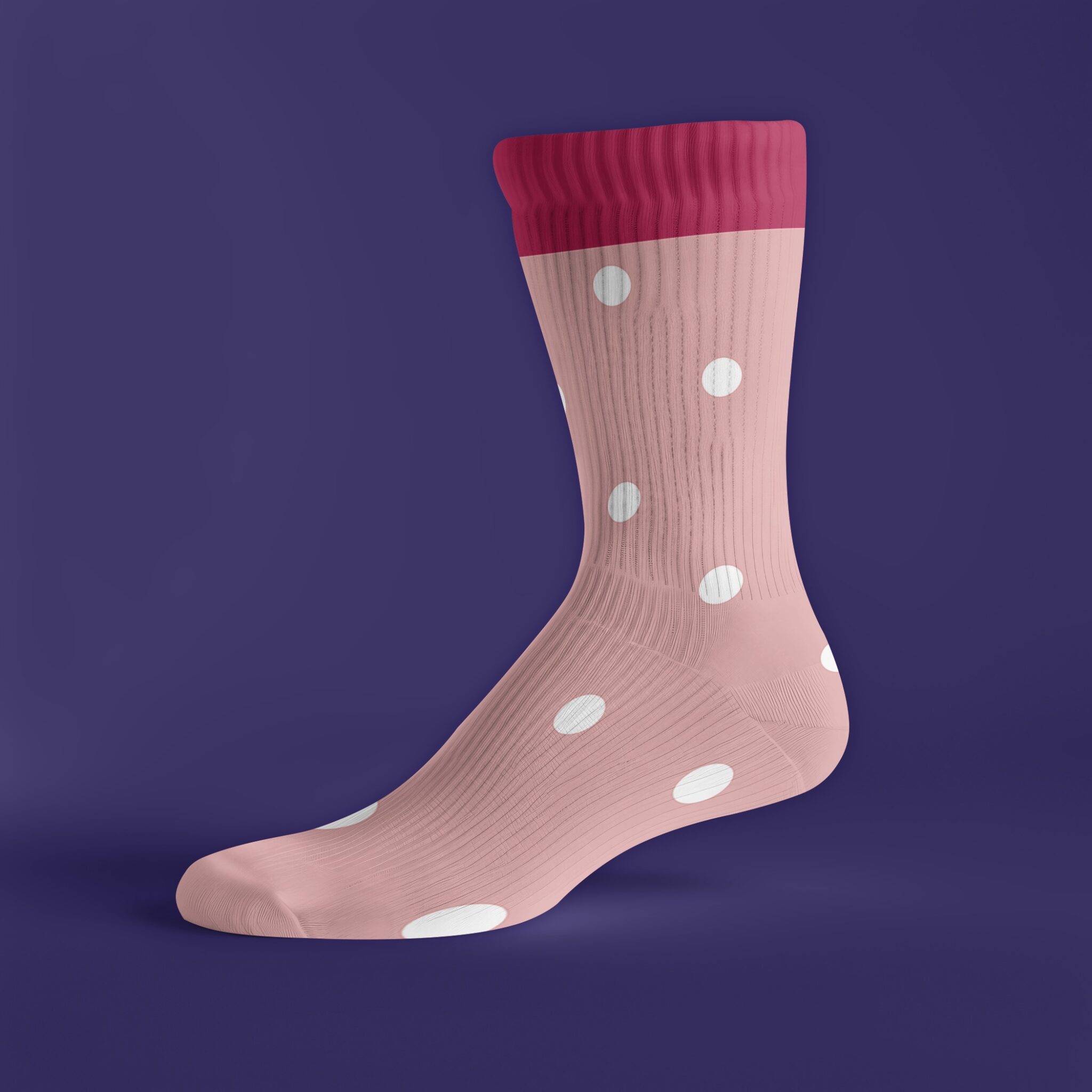Polka Dots Socks Design on Isolated Socks Mockup Generator | Mediamodifier