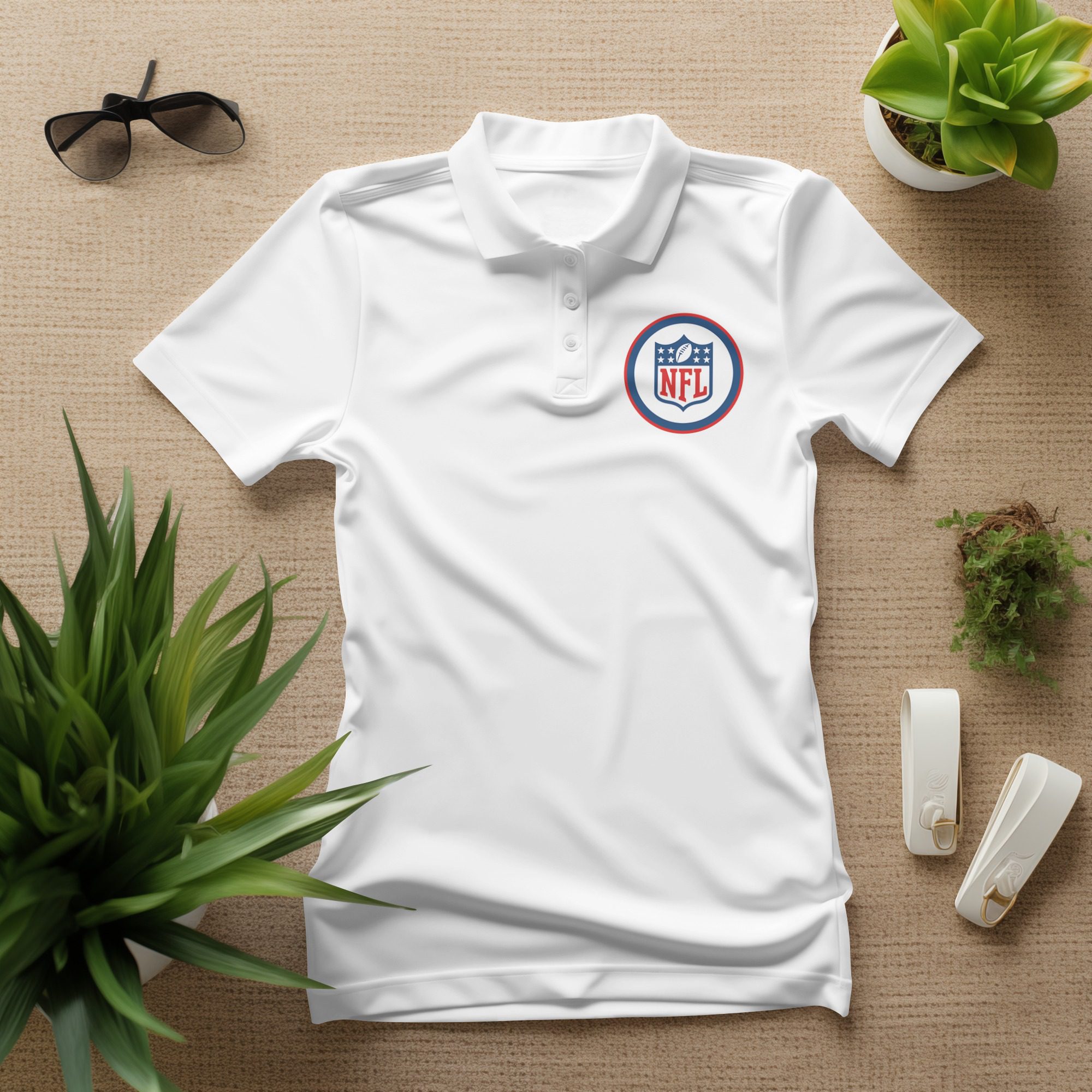 Simple Logo Design on Top View of Professional Golf T-Shirt Mockup ...