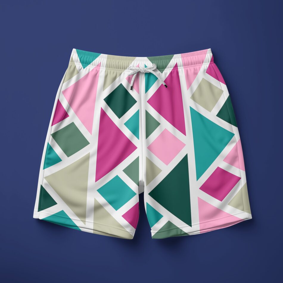 Geometric Pattern Design on Sports Short Mockup | Mediamodifier