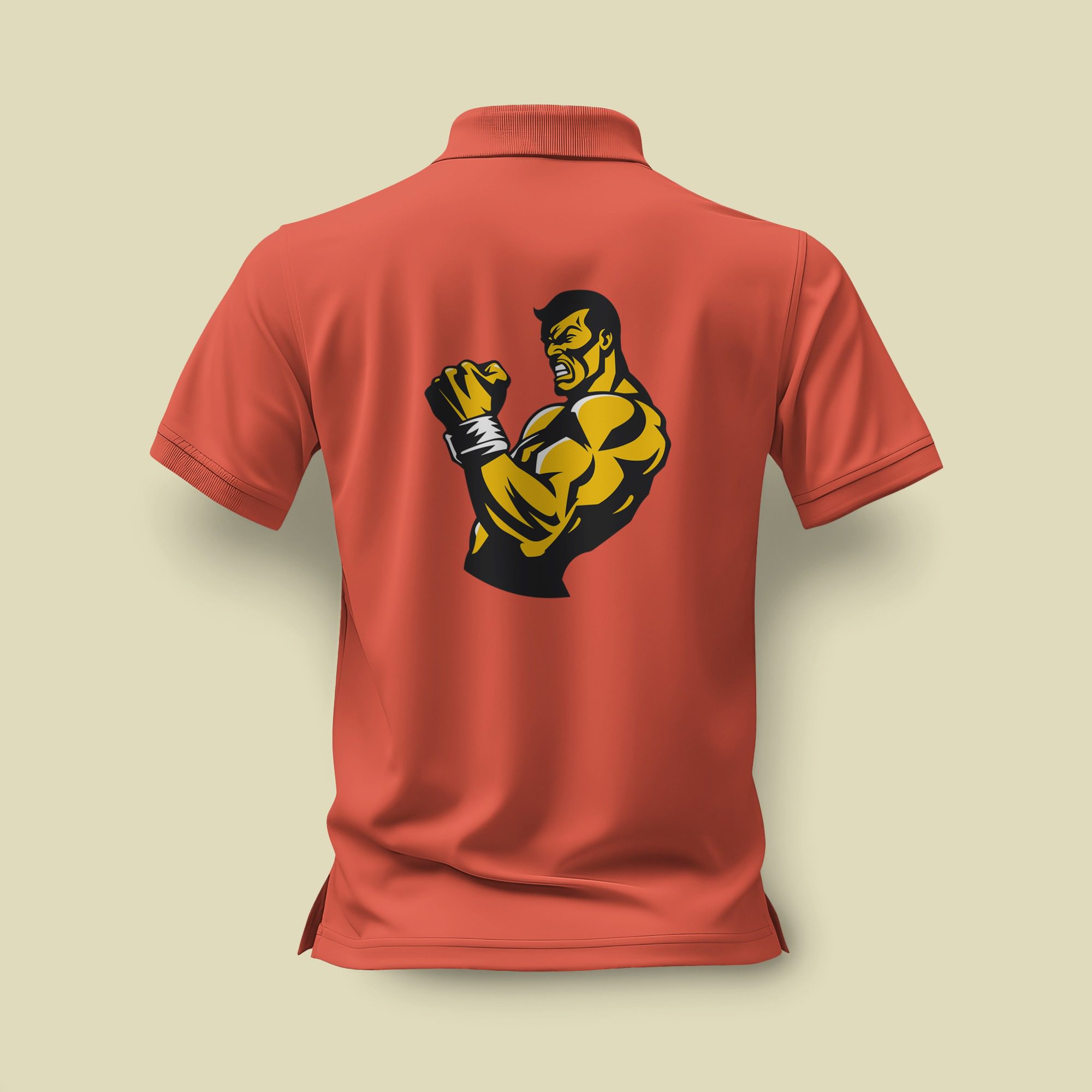 Exercise Design on Back View of Sports Polo T-Shirt Mockup | Mediamodifier