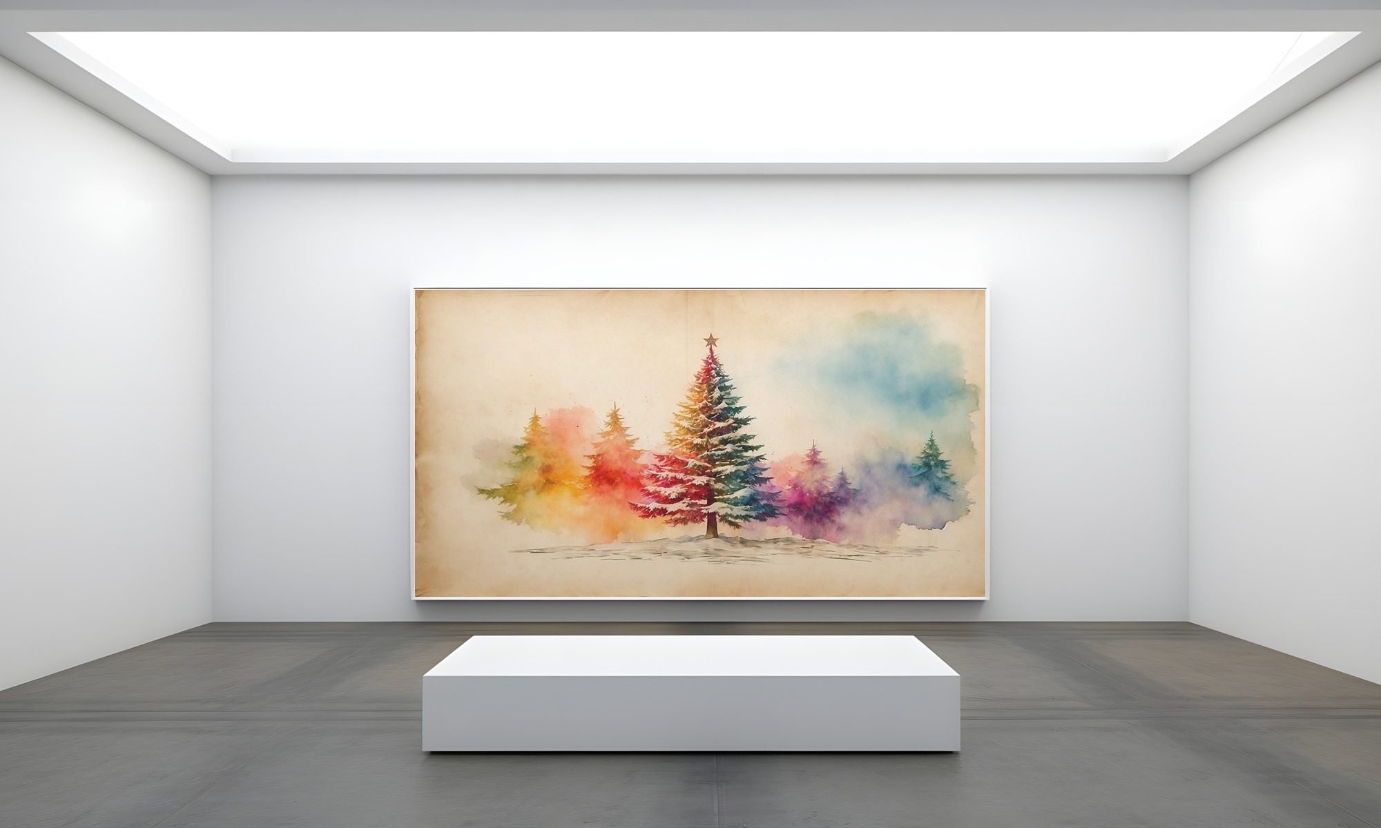 Painting Display on Large Art Canvas PSD Mockup | Mediamodifier