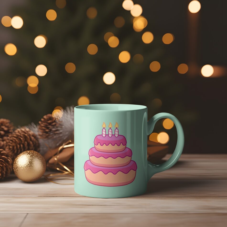 Birthday Mug Design on Coffee Mug Mockup | Mediamodifier